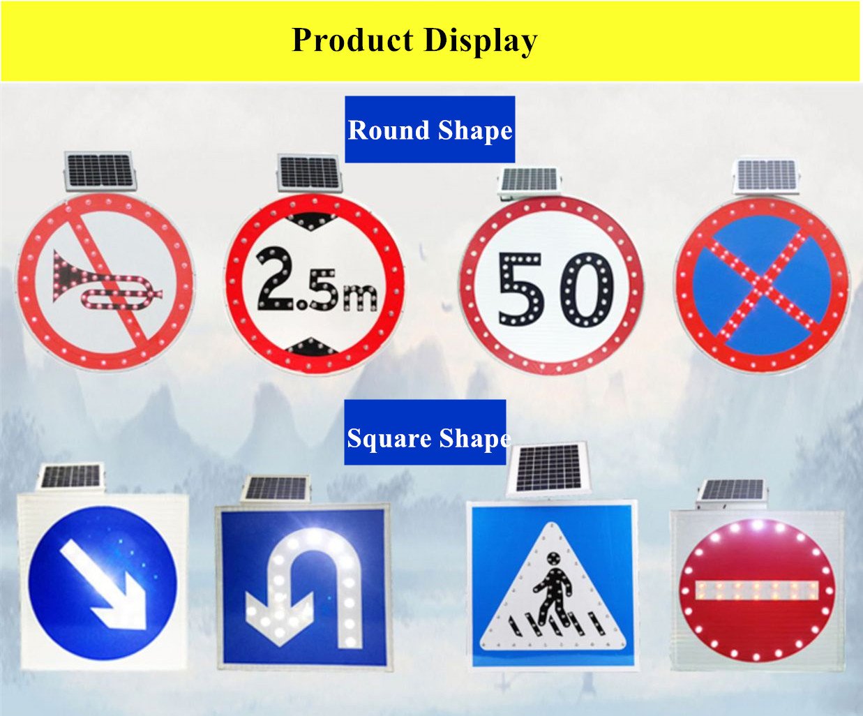 LED Solar Traffic Sign - Estraffic Traffic Road Safety Goods